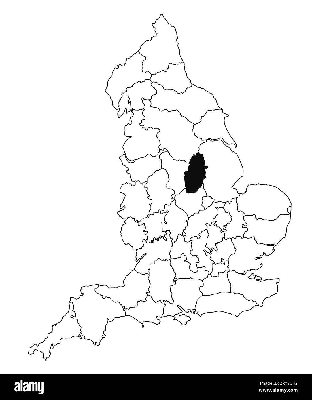 Map of Nottinghamshire County in England on white background. single ...