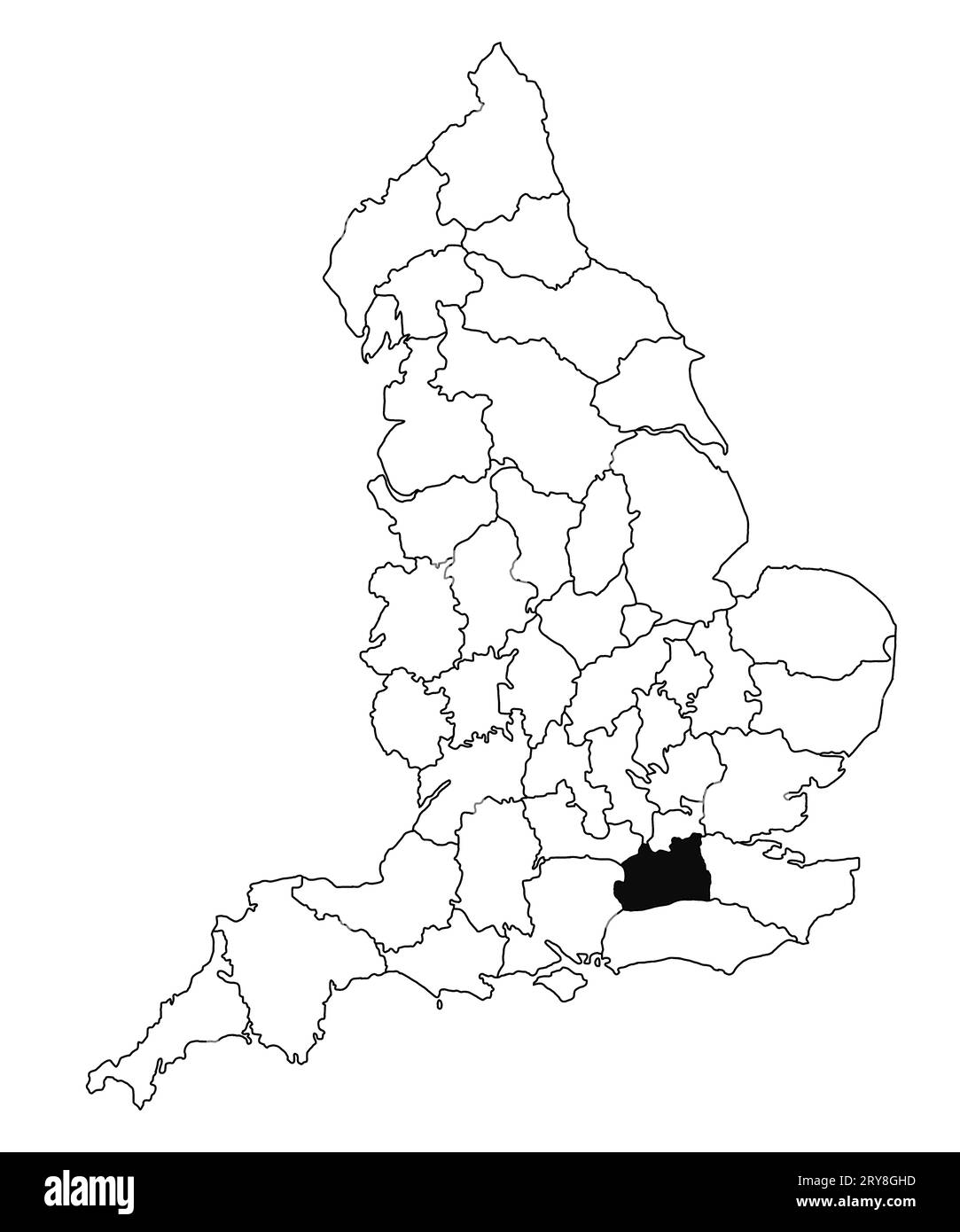 Map Of Surrey County In England On White Background Single County Map