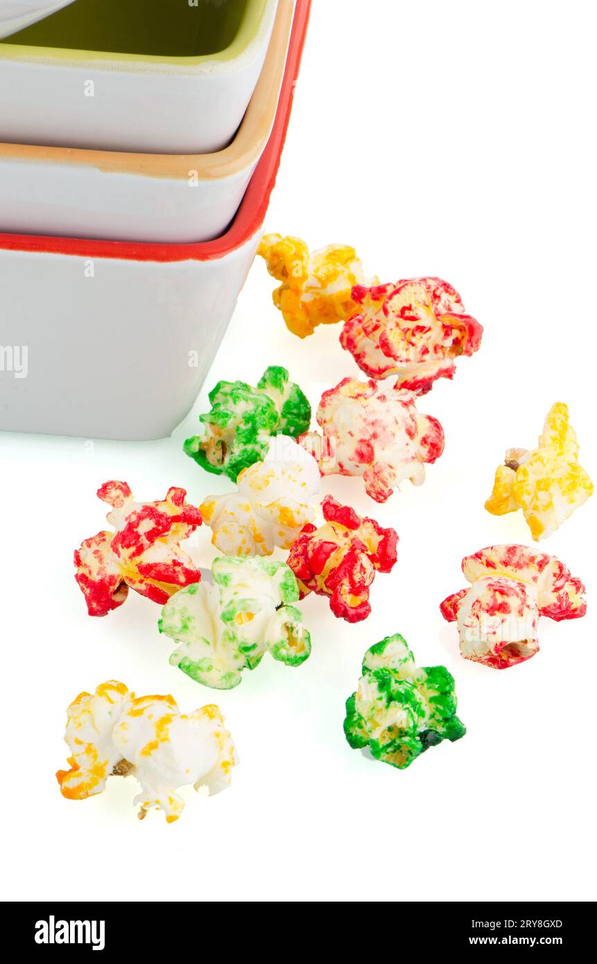 Pile of ceramic bowls of popcorn Stock Photo - Alamy
