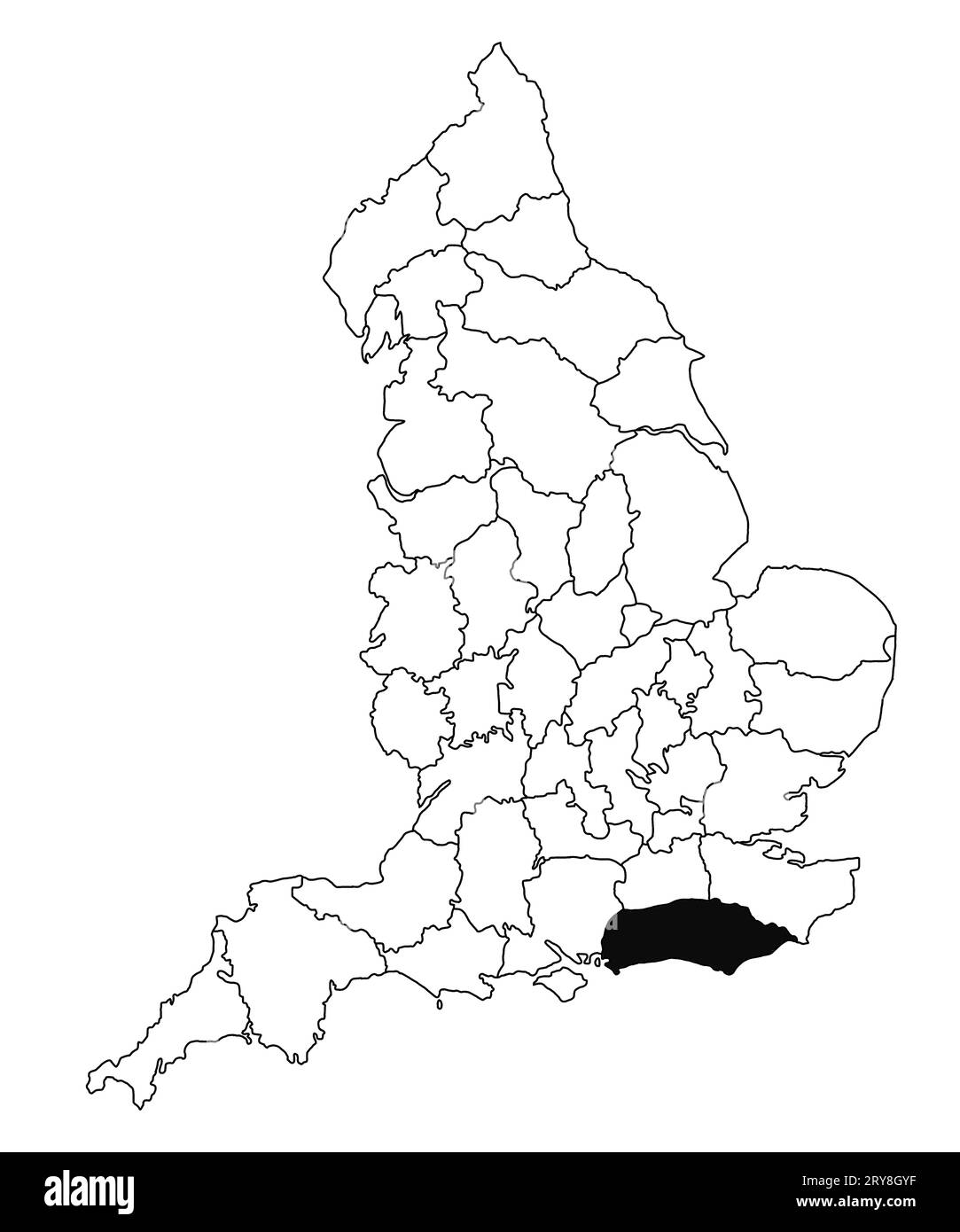 Map Of Sussex County In England On White Background Single County Map Highlighted By Black