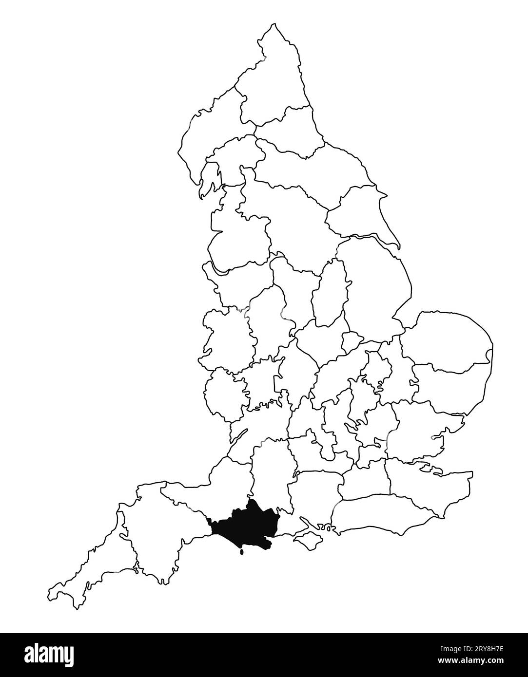 Map of Dorset County in England on white background. single County map ...