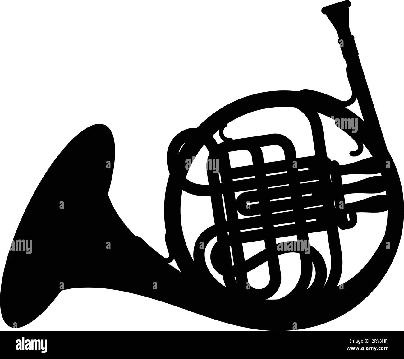 detailed classic frrench horn orchestral musical instrument black ...