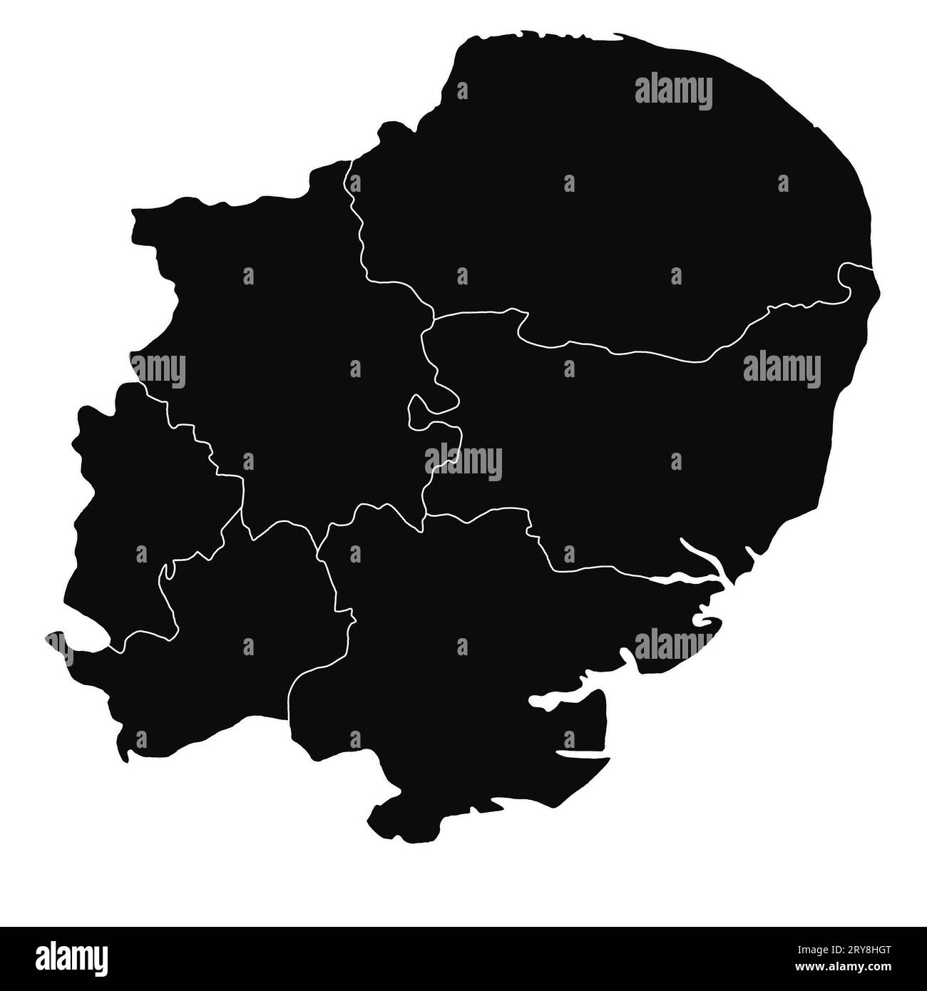3d rendering High Quality outline map of East of England is a region of ...