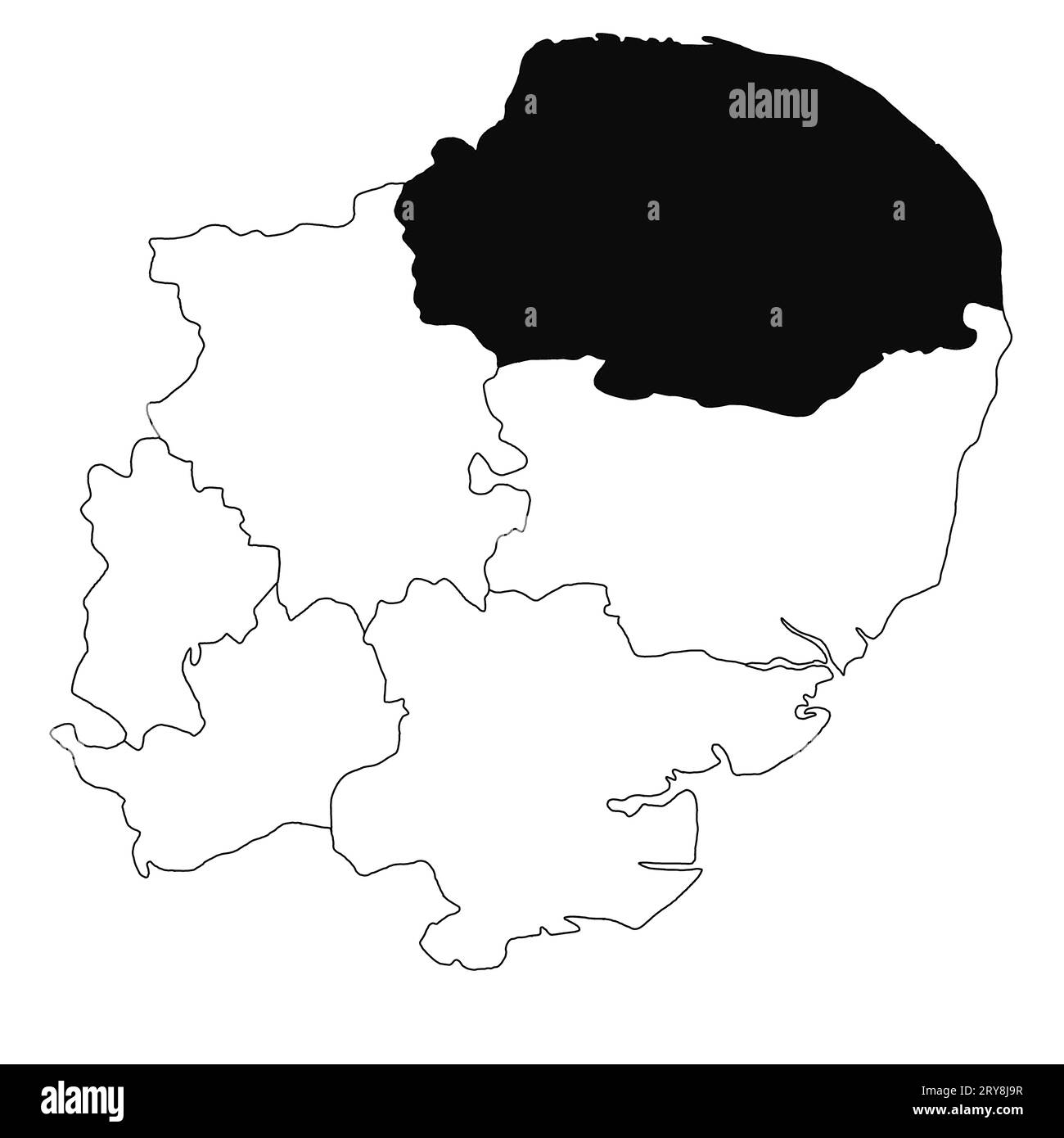 Norfolk outline map Black and White Stock Photos & Images - Alamy