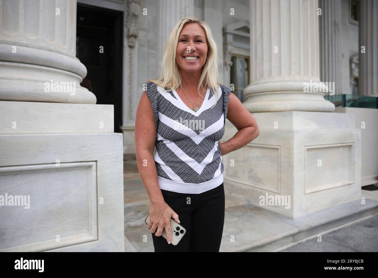 Rep. Marjorie Taylor Greene (R-Ga.) is seen outside the U.S. Capitol ...