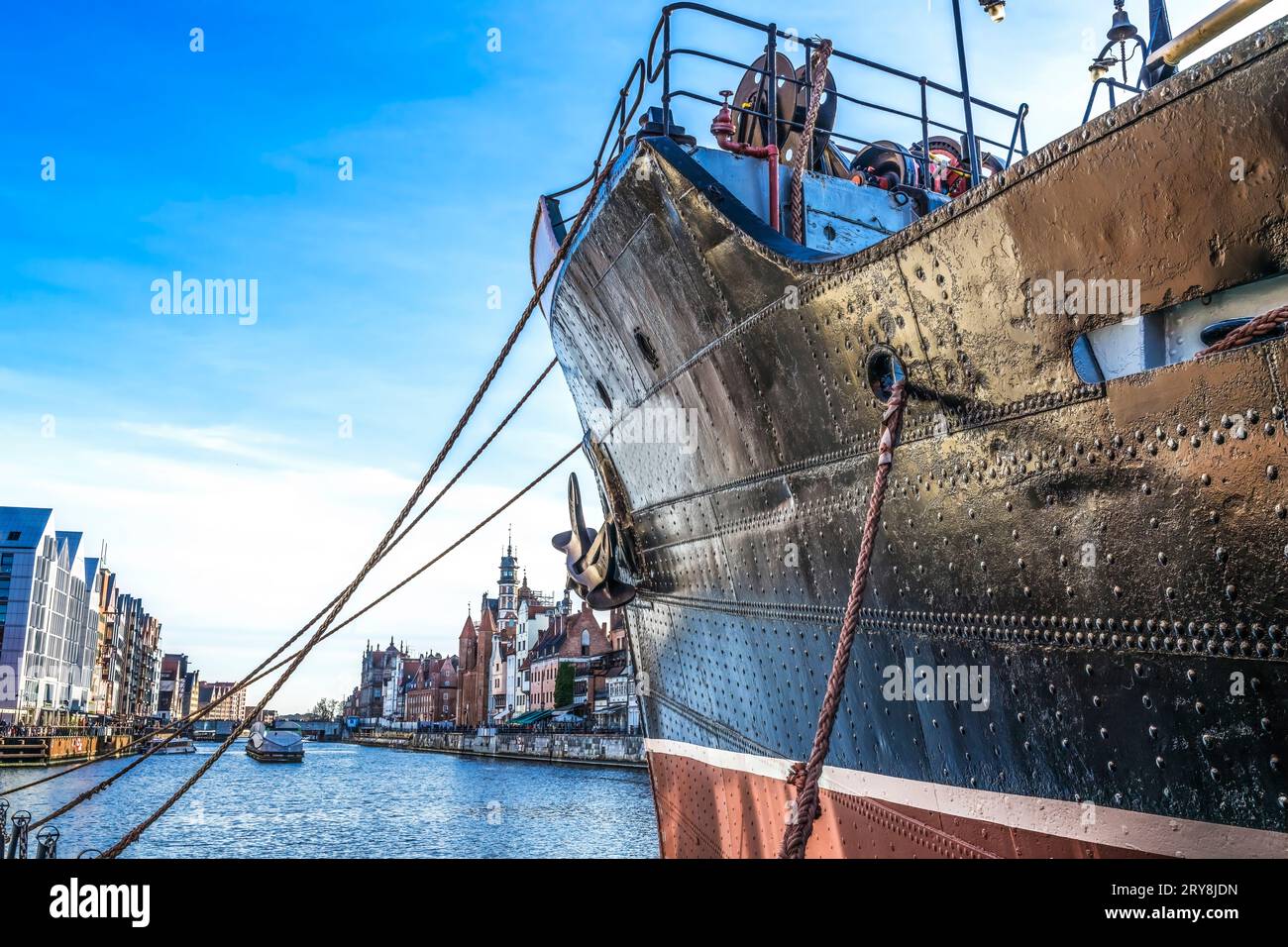 Colorful Ship Inner Harbor Port Motlawa River Historic Old Town of ...