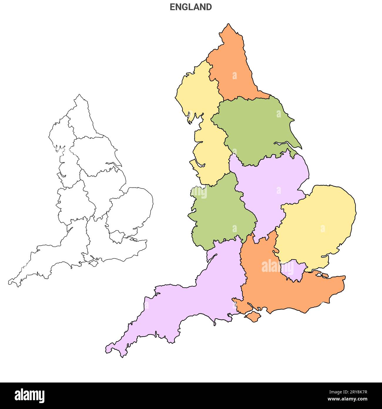England country Map Set - blank outline map, Britain, United Kingdom ...