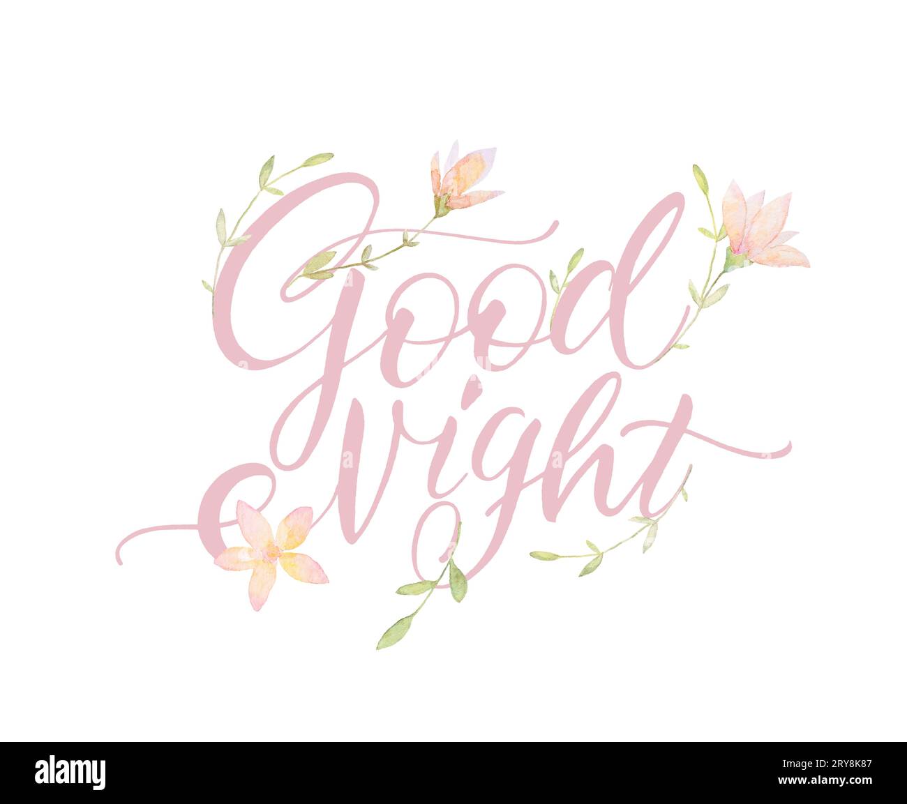 Good Night Baby Lettering, Watercolor Wildflowers, Baby Card Lettering ...