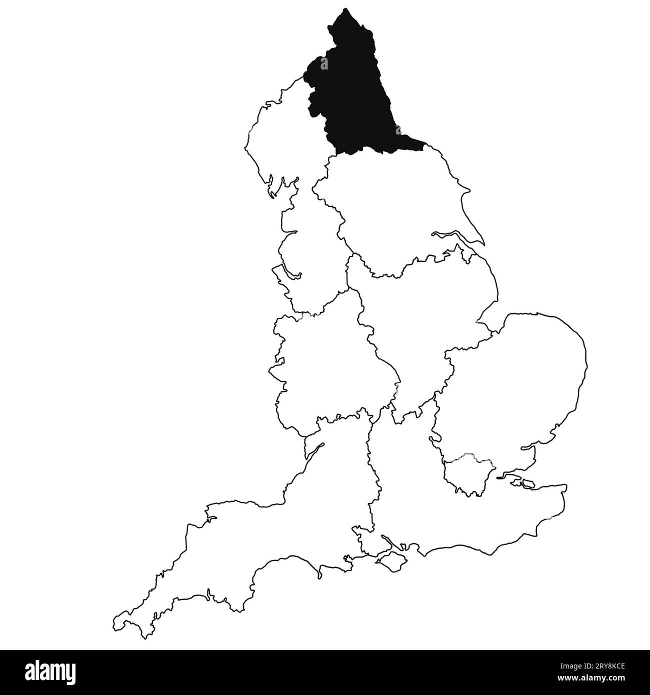 Map of North East Province in England on white background. single ...