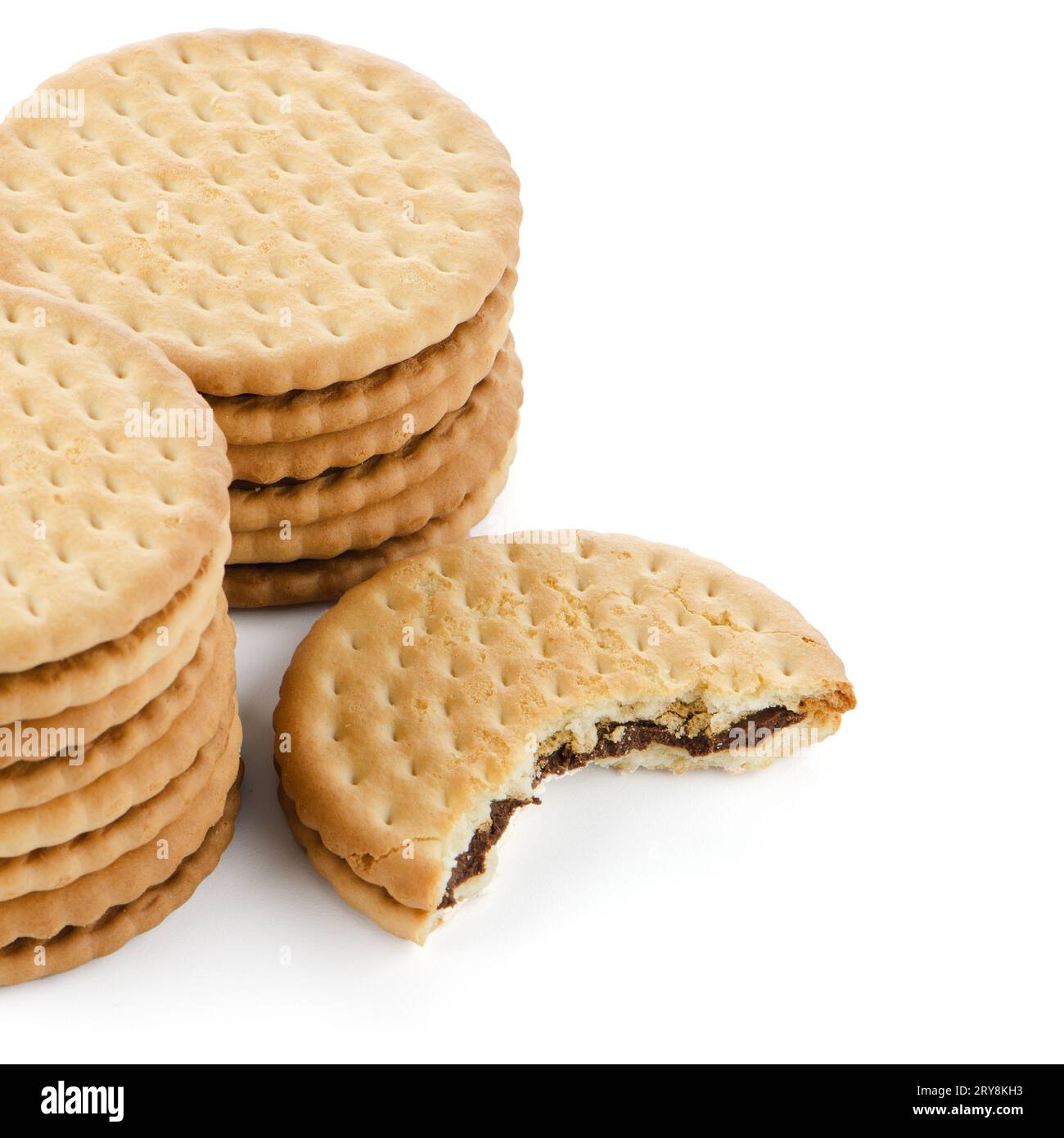 Sandwich biscuits with chocolate filling Stock Photo - Alamy