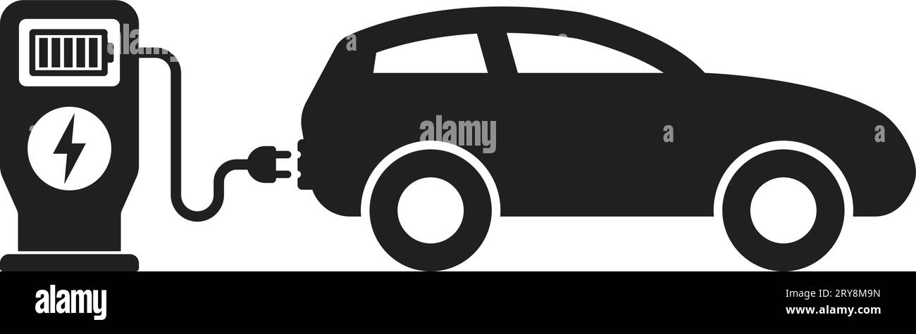 simple electric car charge charging at charge point symbol logo sign ...