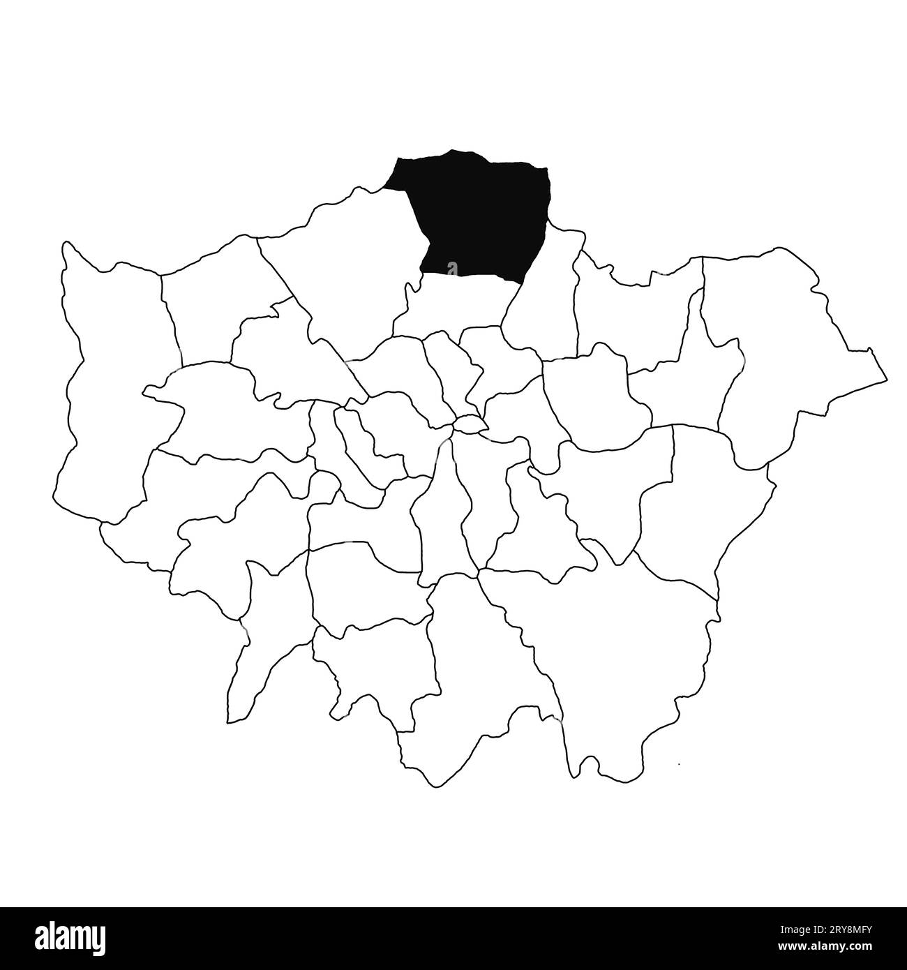 Map of Enfield in Greater London province on white background. single ...