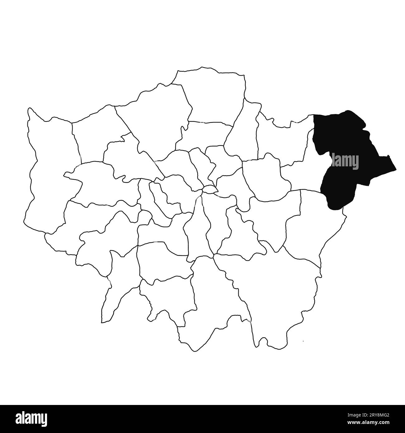 Map of havering in Greater London province on white background. single ...