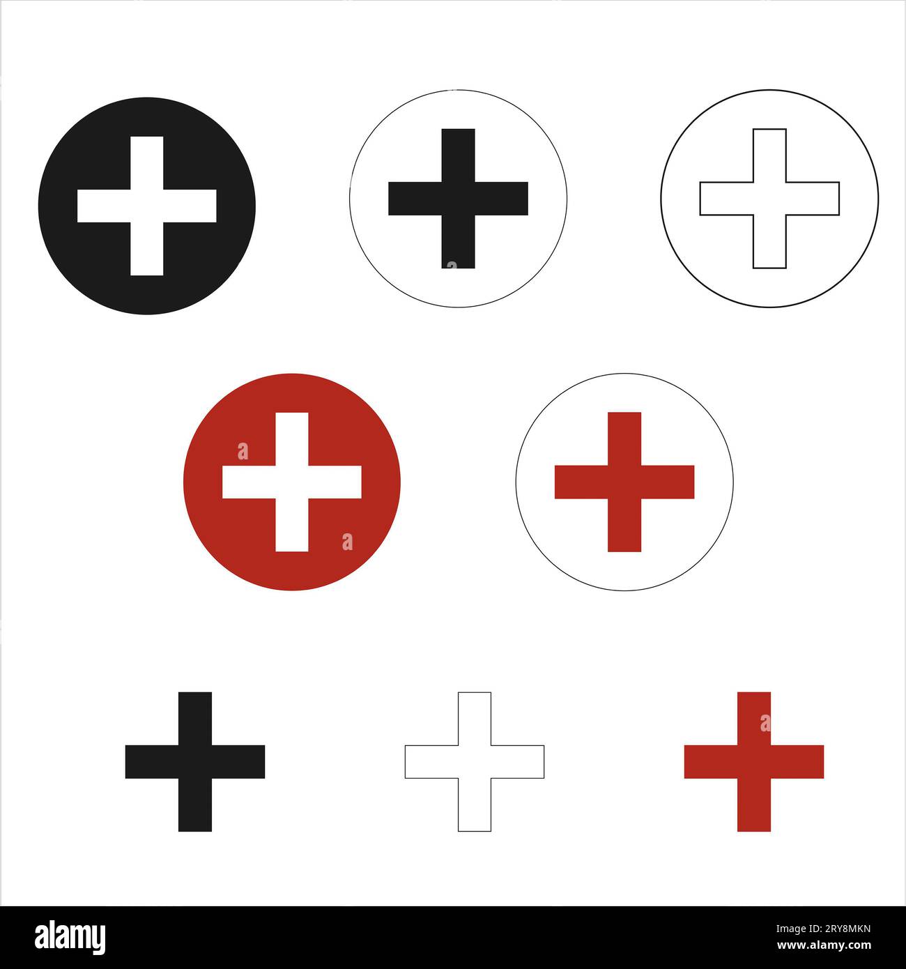 Black, red and white cross signs on a white background Stock Photo - Alamy