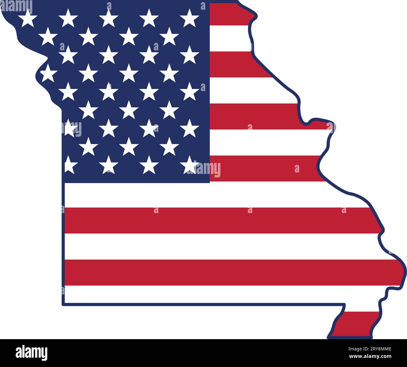 missouri MO state map shape simplified with USA flag vector isolated on ...