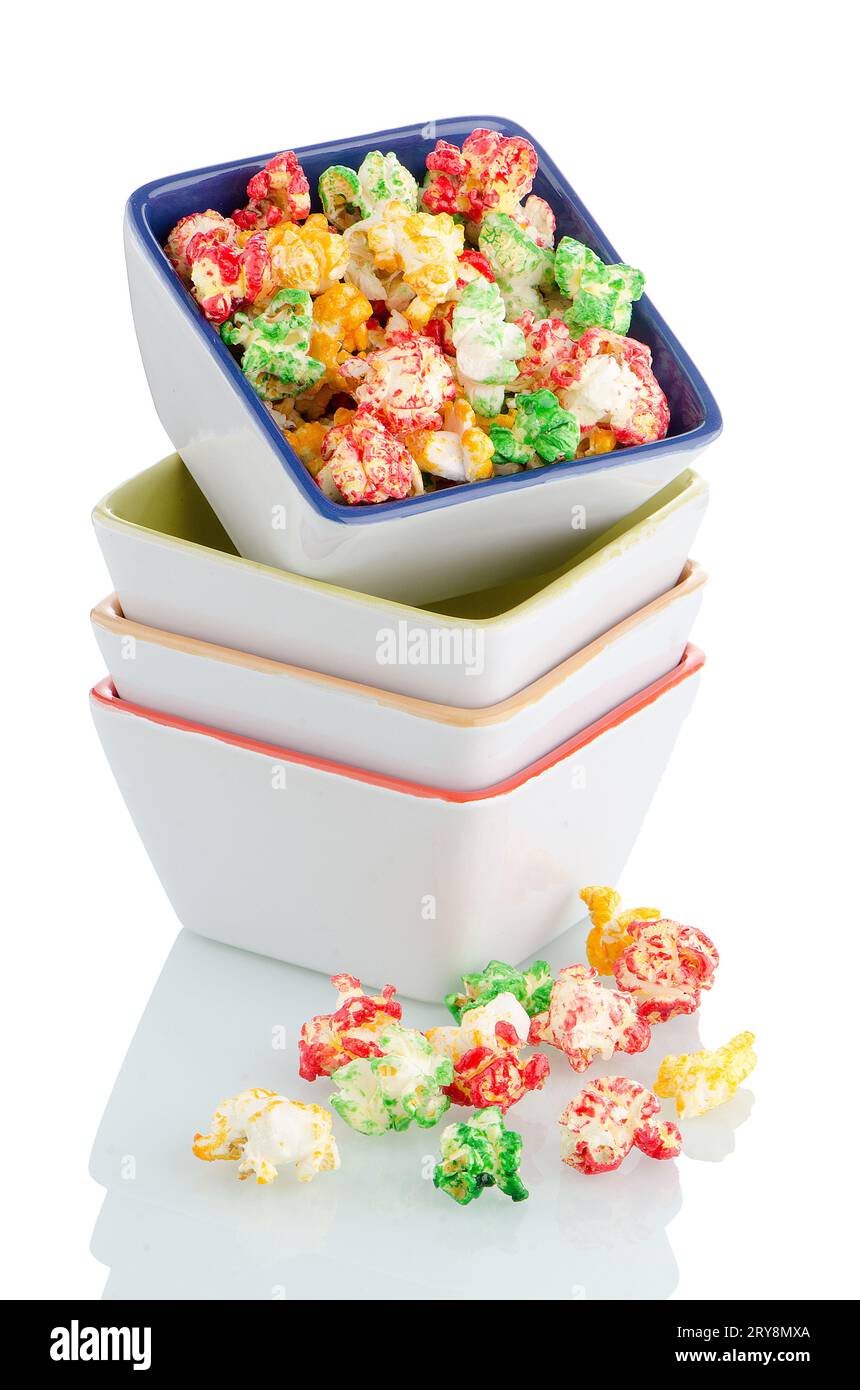 Pile of ceramic bowls of popcorn Stock Photo - Alamy