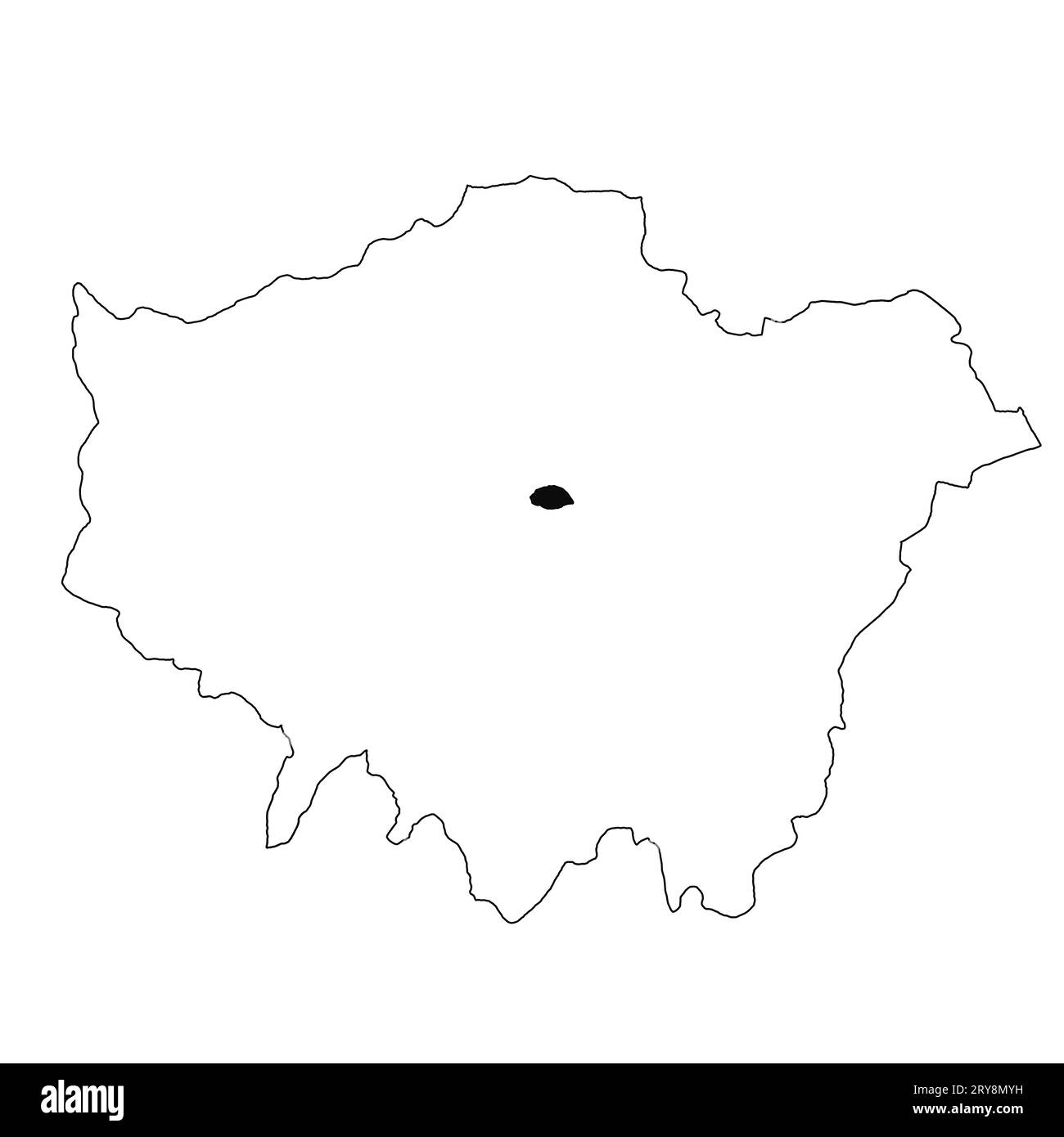 Map of London in Greater London province on white background. single ...