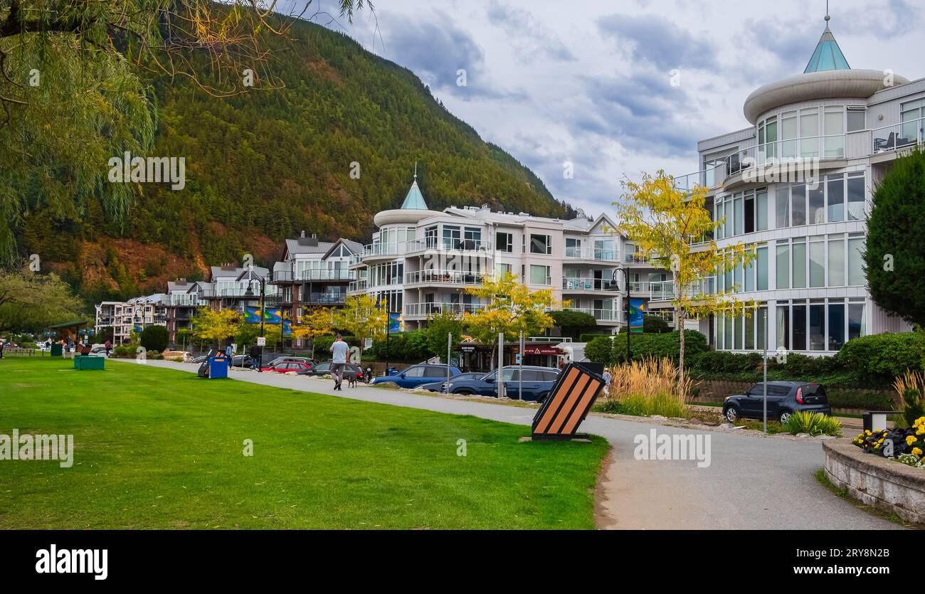 Harrison Hot Springs, BC,Canada-September 25,2023. The village of ...
