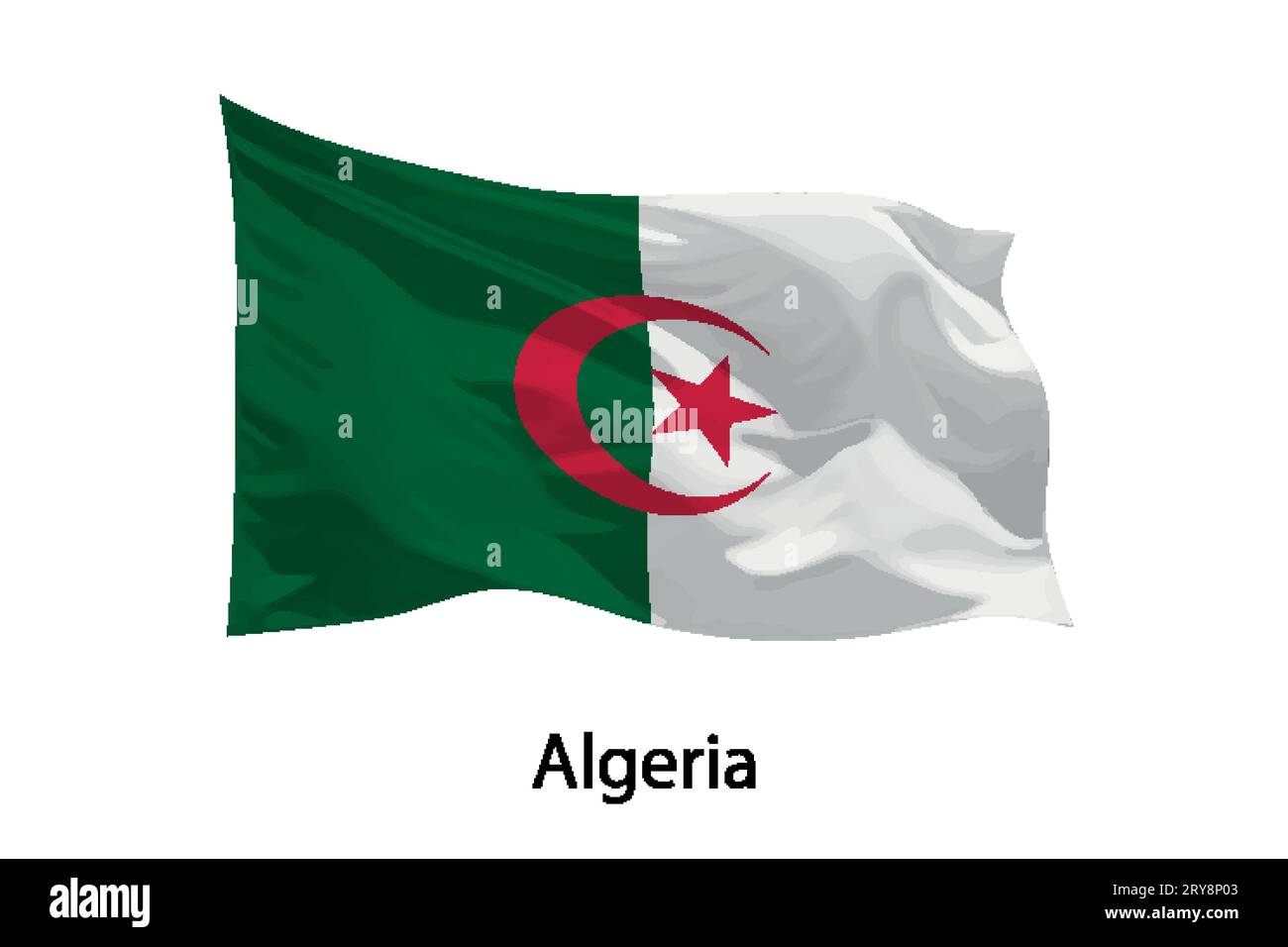 3d realistic Waving flag of Algeria Isolated. Template for poster design Stock Vector Image ...