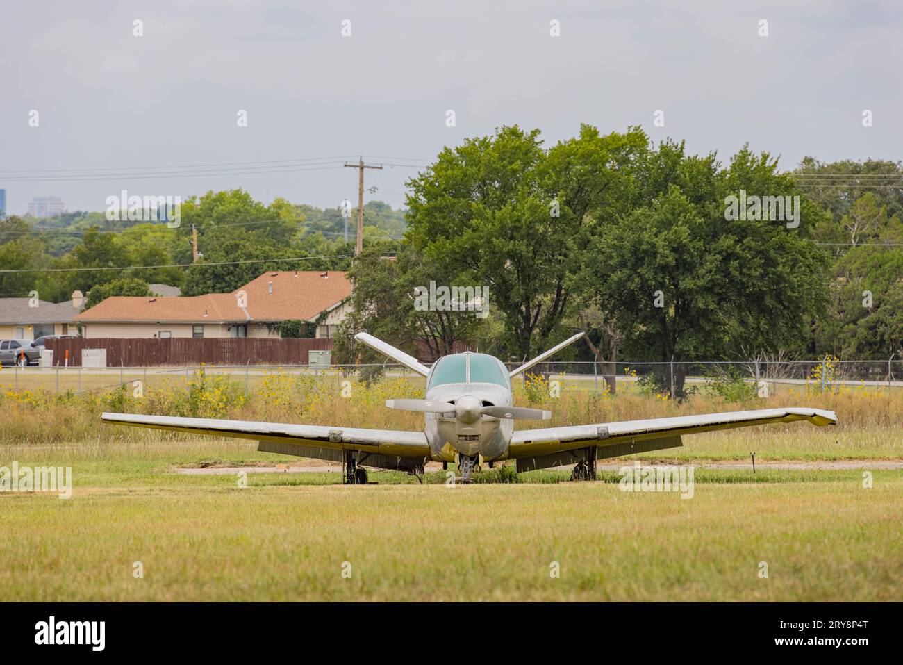 Close up shot of Beechcraft Bonanza A36 aircraft in Aviation Museum at ...