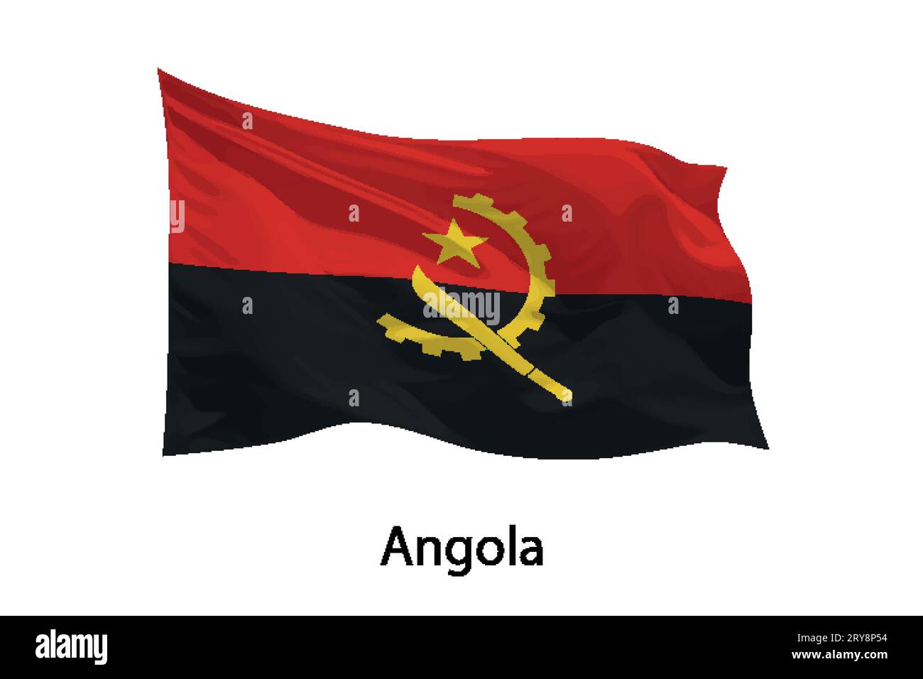 3d realistic Waving flag of Angola Isolated. Template for poster design ...