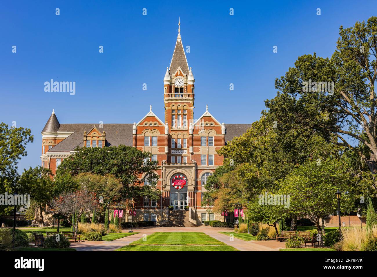 Sunny view of the Davis Administration Building of Friends University ...