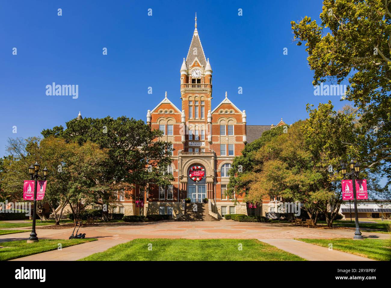 Sunny view of the Davis Administration Building of Friends University ...