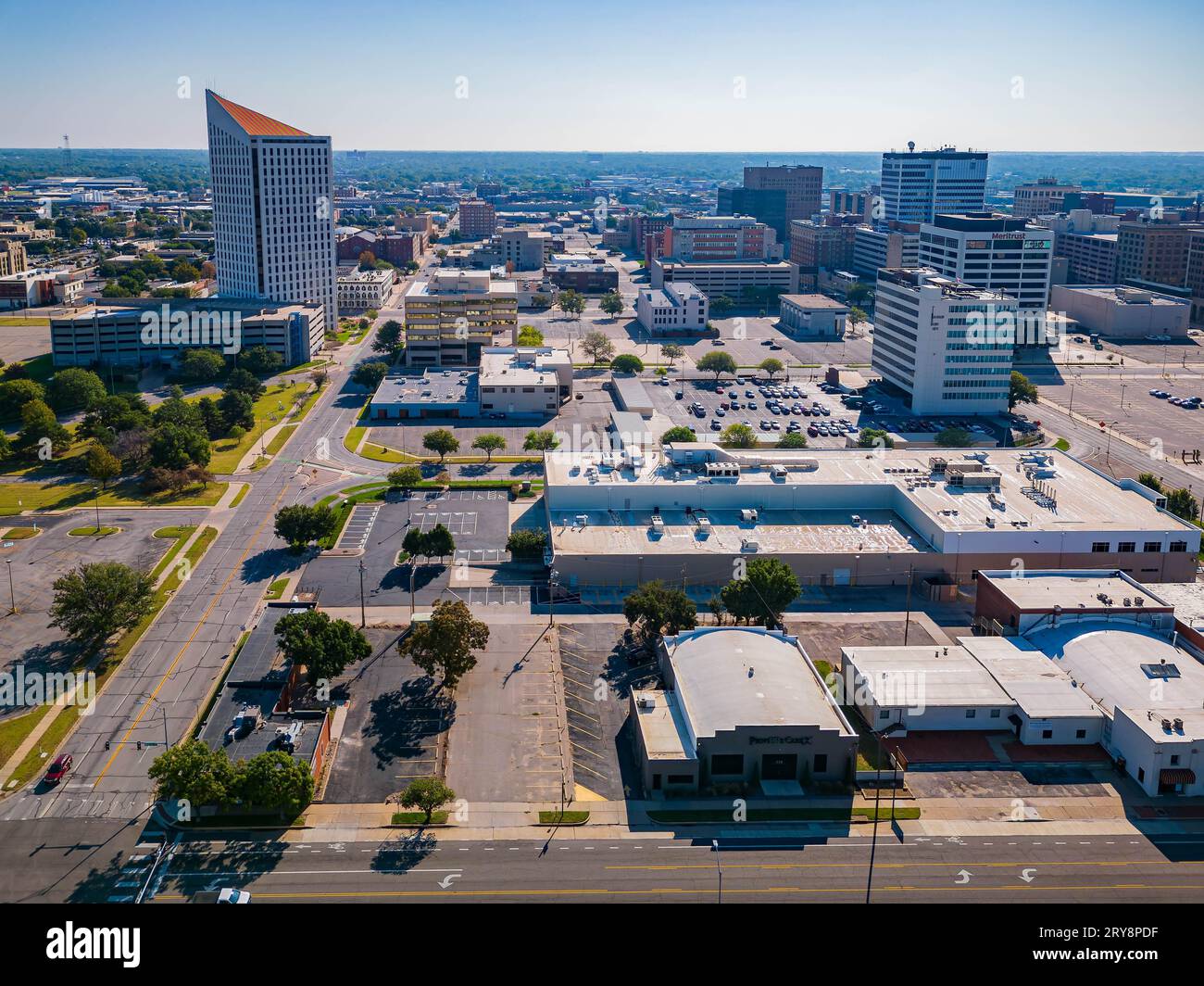 Aerial kansas downtown wichita city hi-res stock photography and images ...
