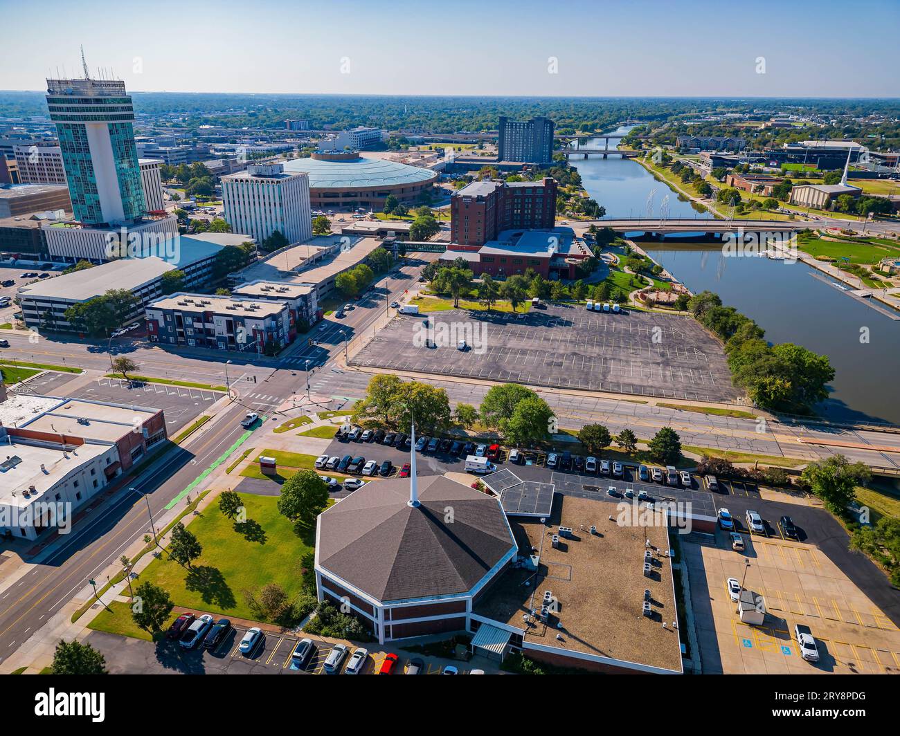Aerial kansas downtown wichita city hi-res stock photography and images ...