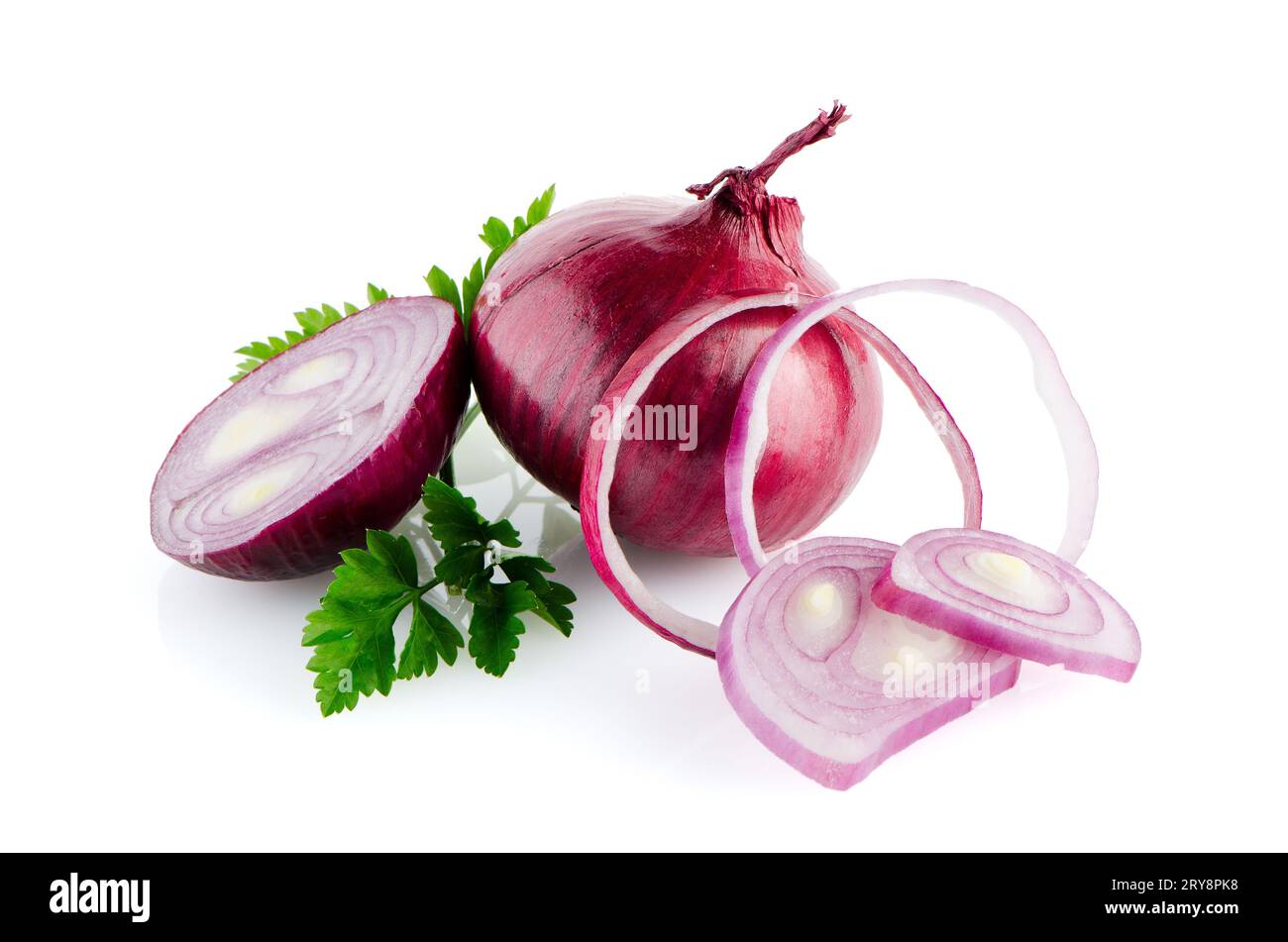 Sliced red onion green Cut Out Stock Images & Pictures - Alamy