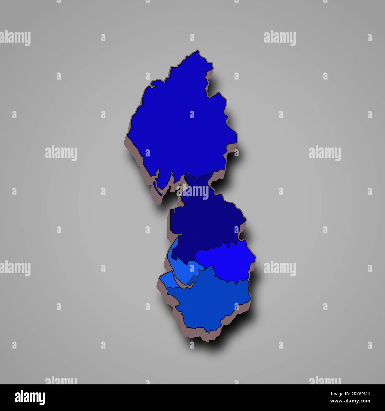 3d rendering north west england administrative map isolated on white ... 3d rendering north west england administrative map isolated on white ...