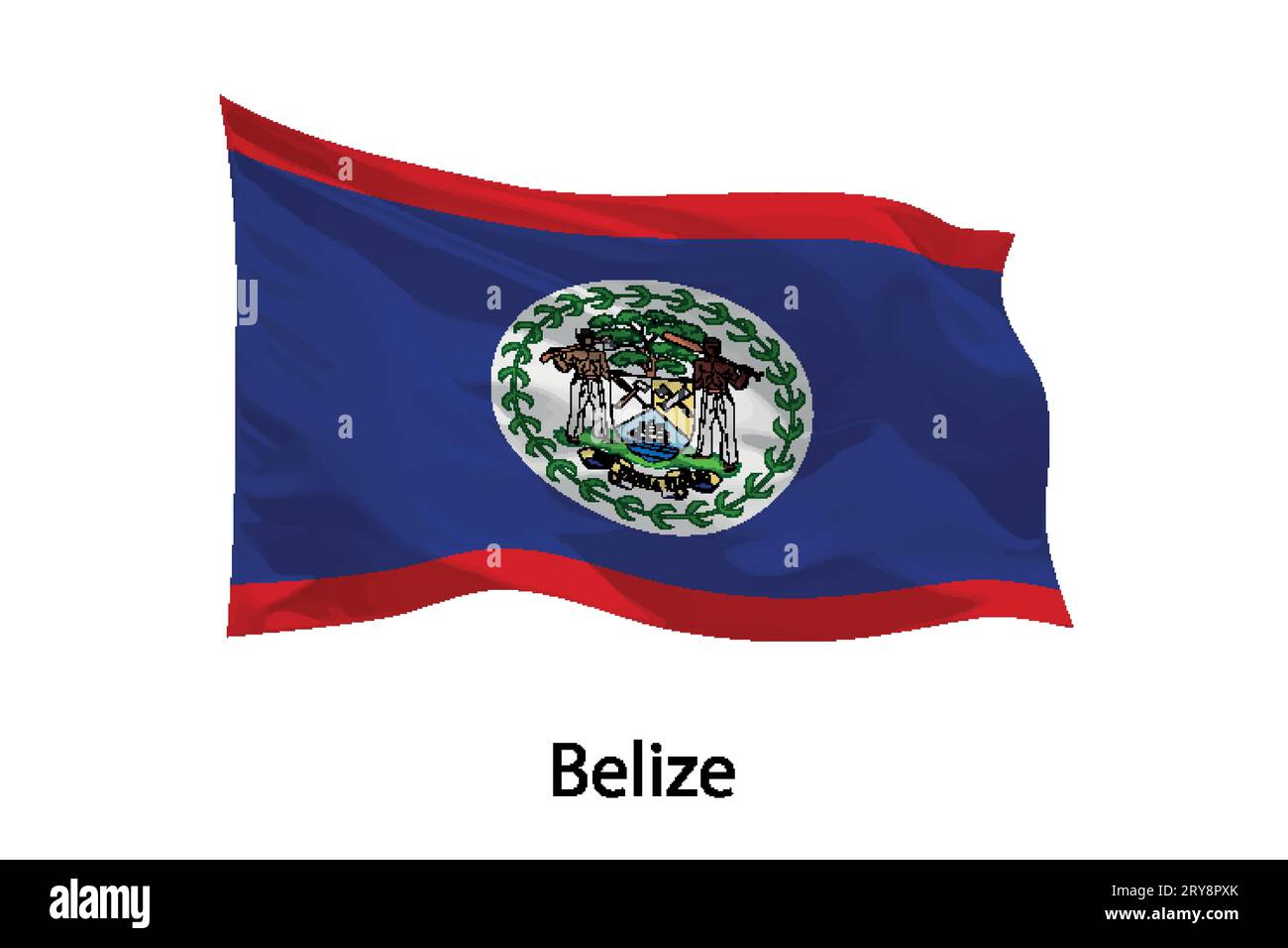 3d realistic Waving flag of Belize Isolated. Template for iposter ...