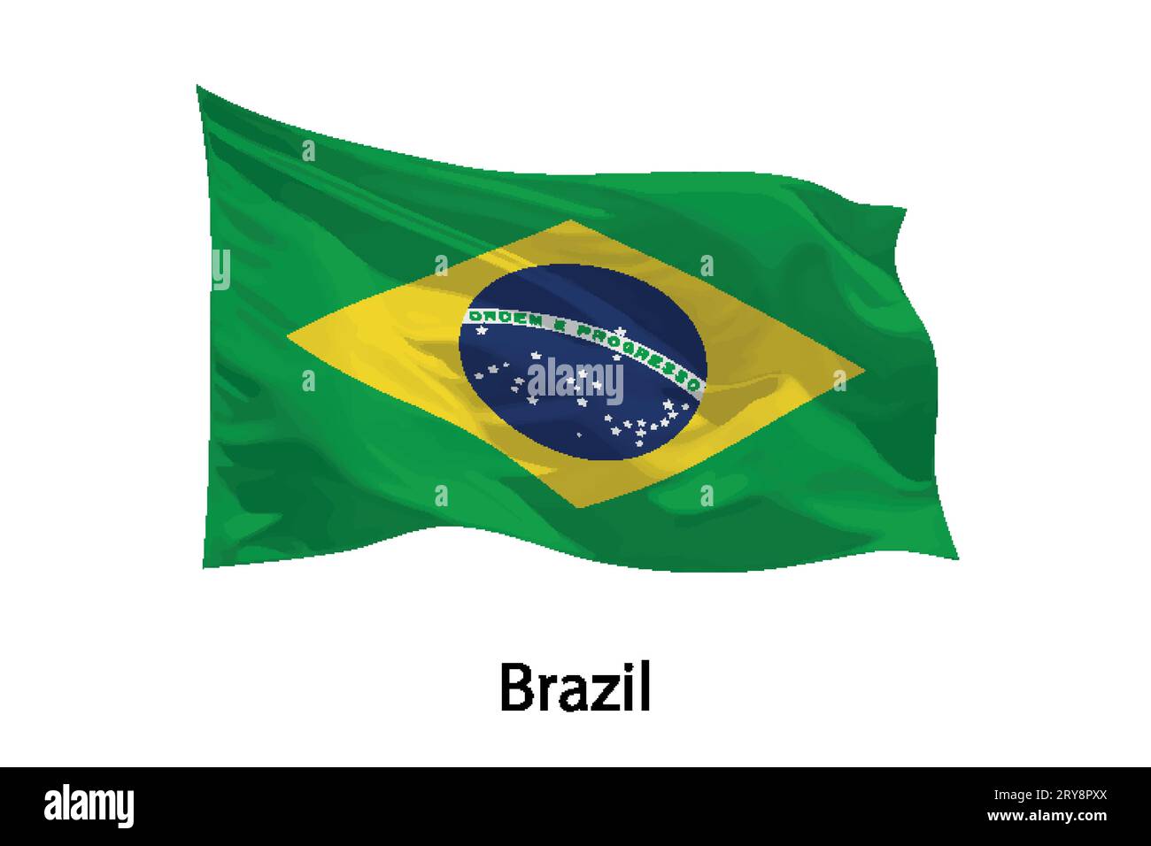 3d realistic Waving flag of Brazil Isolated. Template for iposter ...