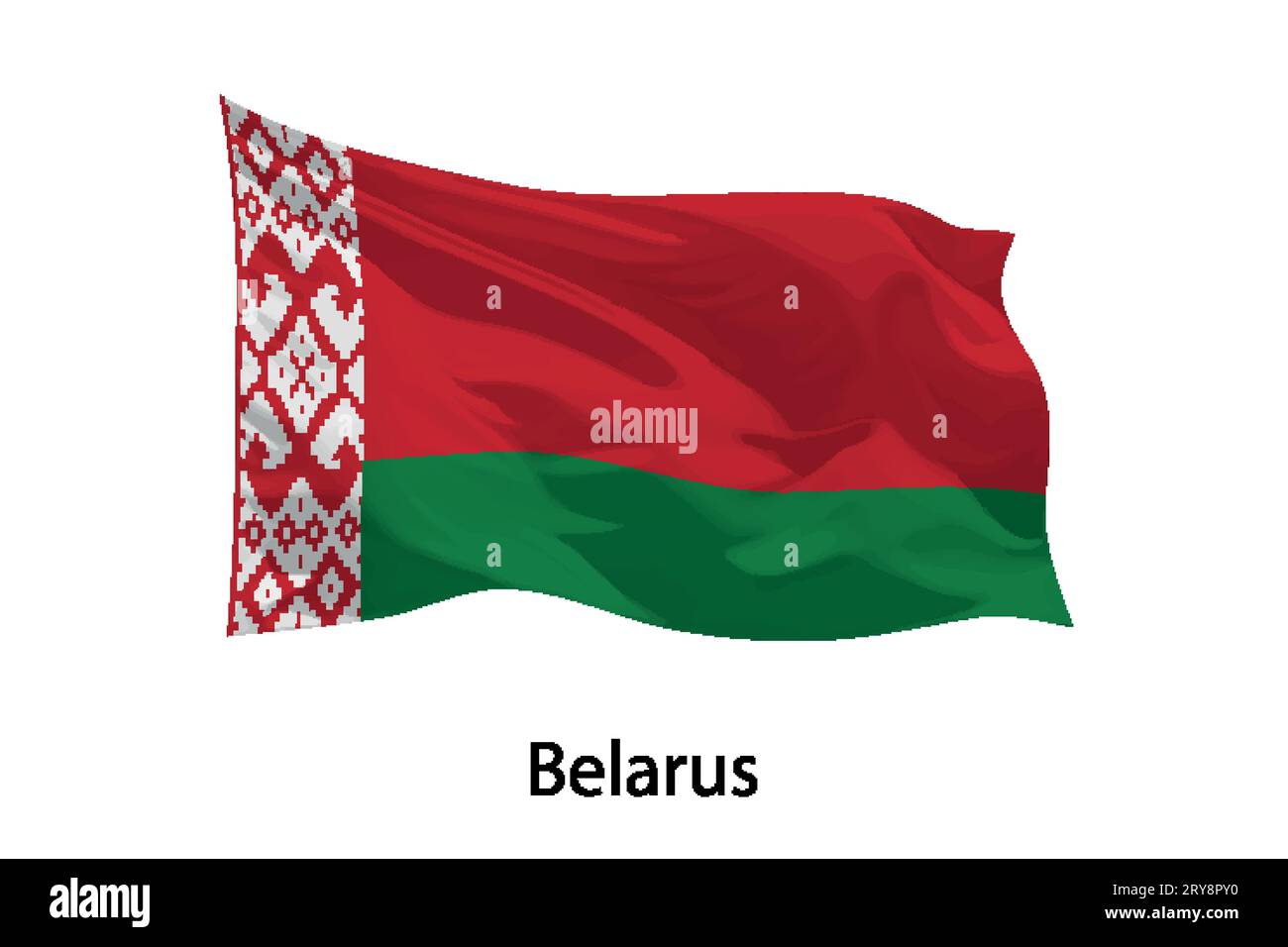 3d realistic Waving flag of Belarus Isolated. Template for iposter ...