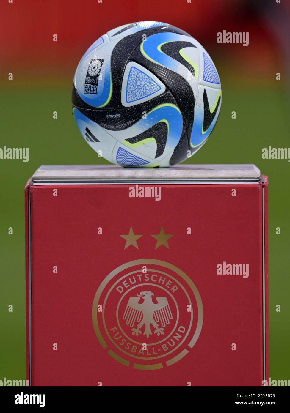 BOCHUM - Adidas Oceanuz ball on German Football Association stand ...