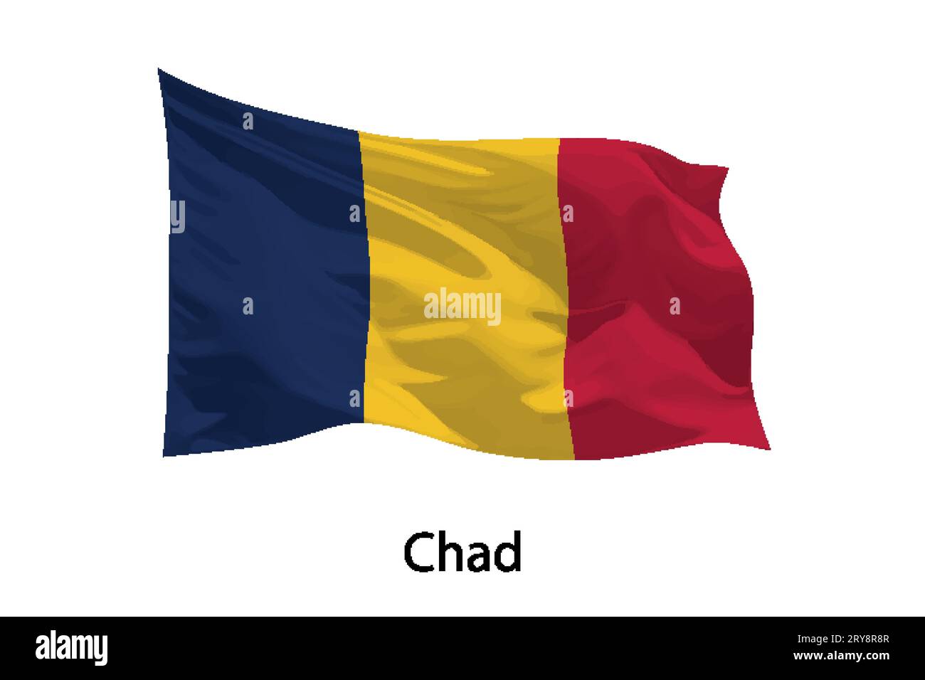 3d realistic Waving flag of Chad Isolated. Template for poster design ...