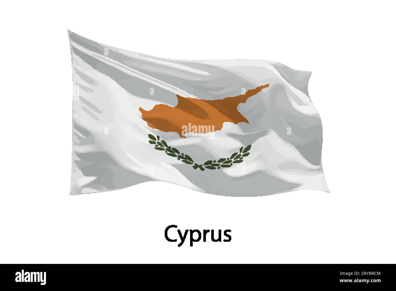 3d realistic Waving flag of Cyprus Isolated. Template for iposter ...