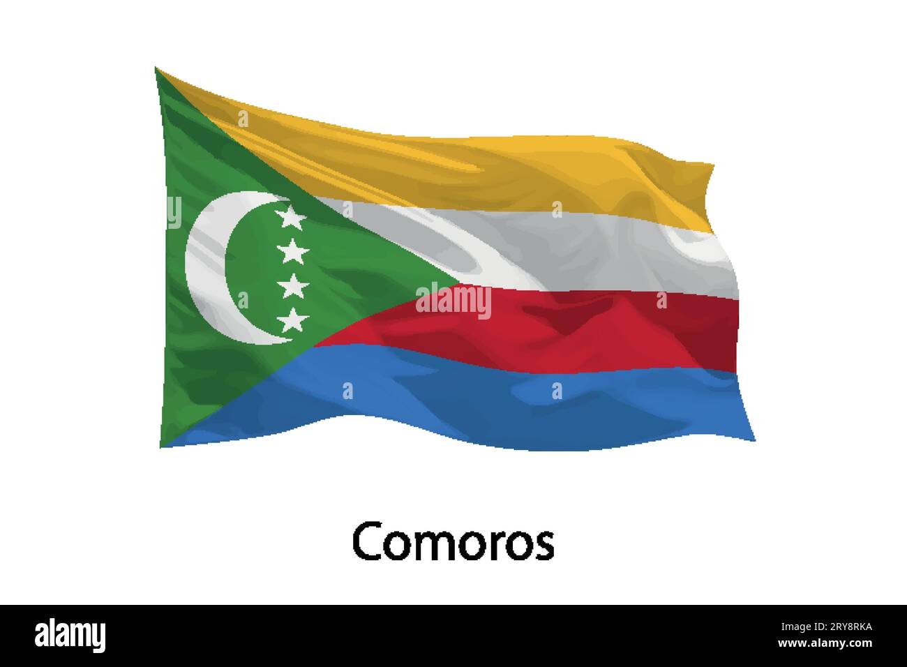 3d realistic Waving flag of Comoros Isolated. Template for poster design Stock Vector Image ...