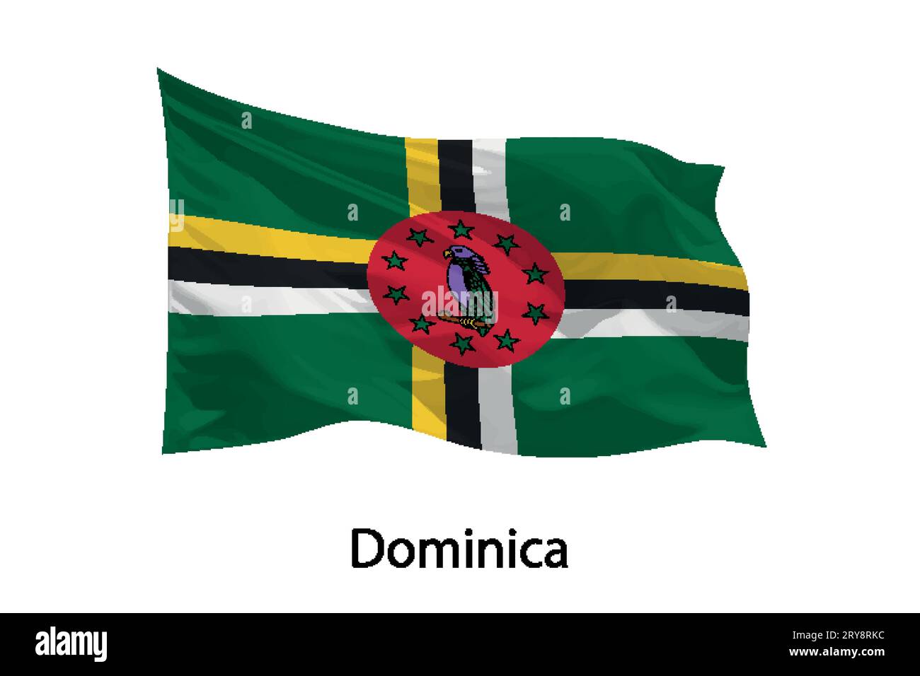 3d realistic Waving flag of Dominica Isolated. Template for iposter ...