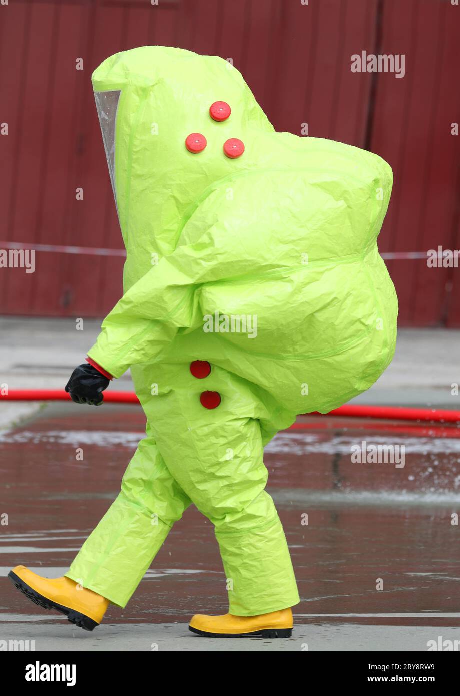 Protective suits against bacterial and toxic agents worn by scientists ...
