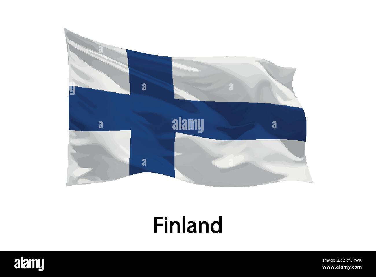 3d realistic Waving flag of Finland Isolated. Template for iposter ...
