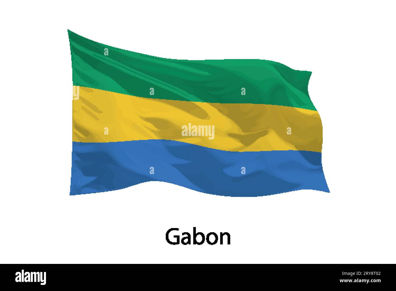 3d realistic Waving flag of Gabon Isolated. Template for poster design ...