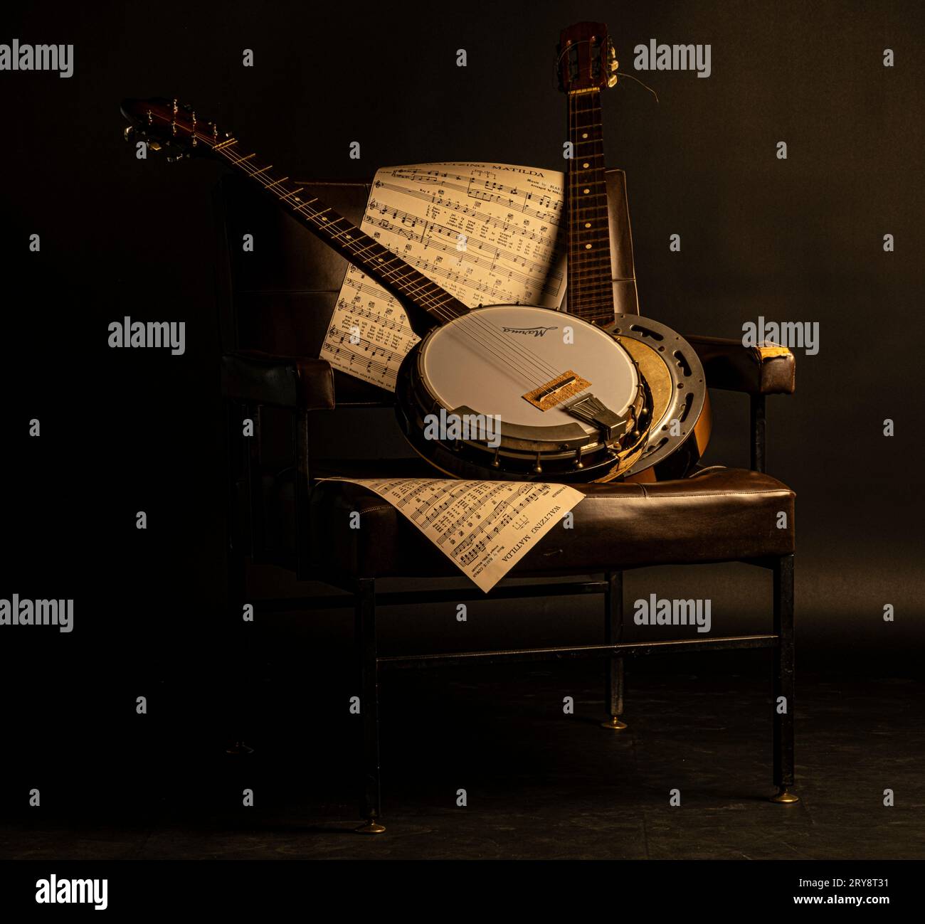 nostalgic photo with banjo Stock Photo - Alamy