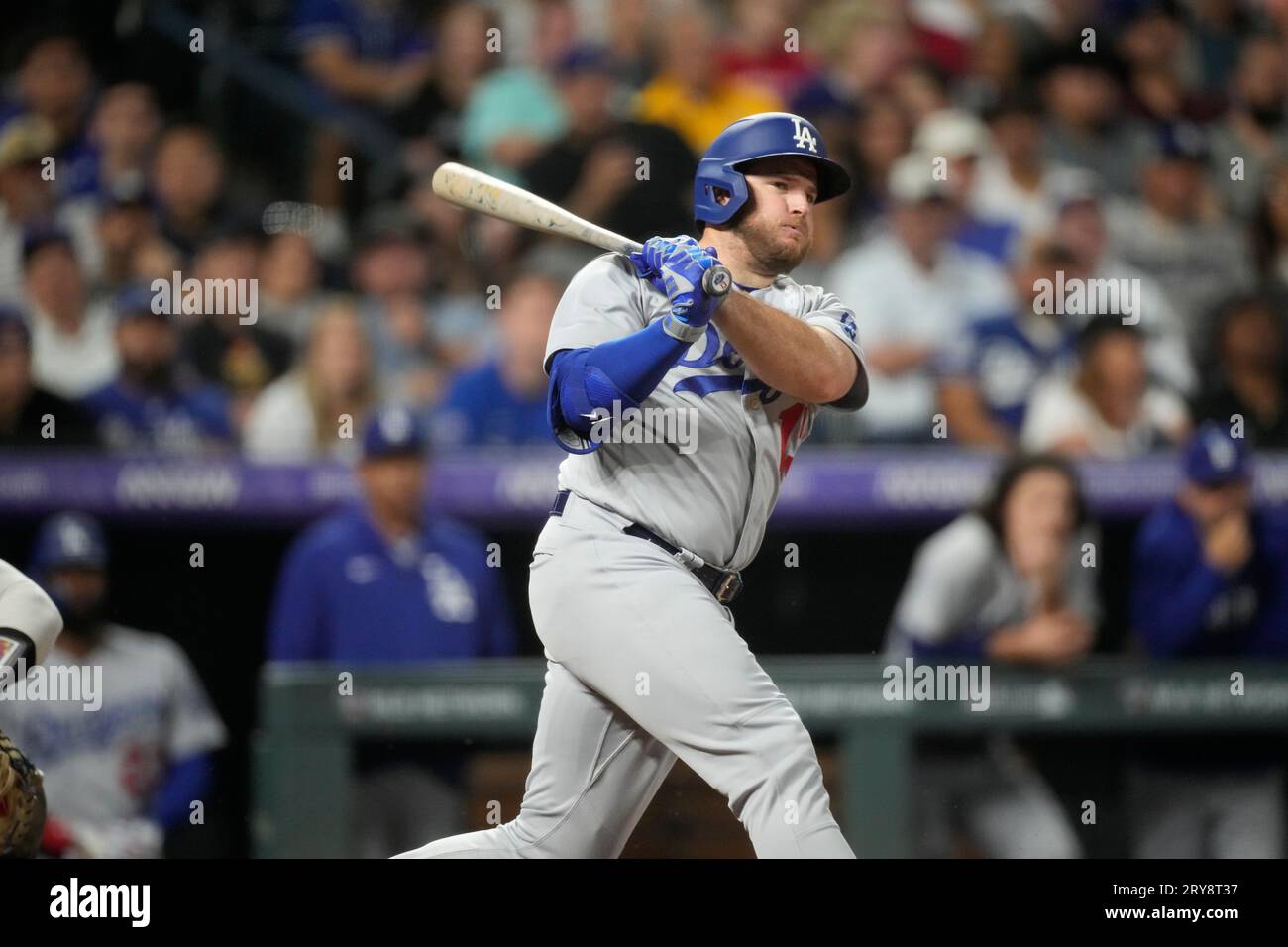 Los Angeles Dodgers third baseman Max Muncy (13) in the seventh inning of a baseball game ...