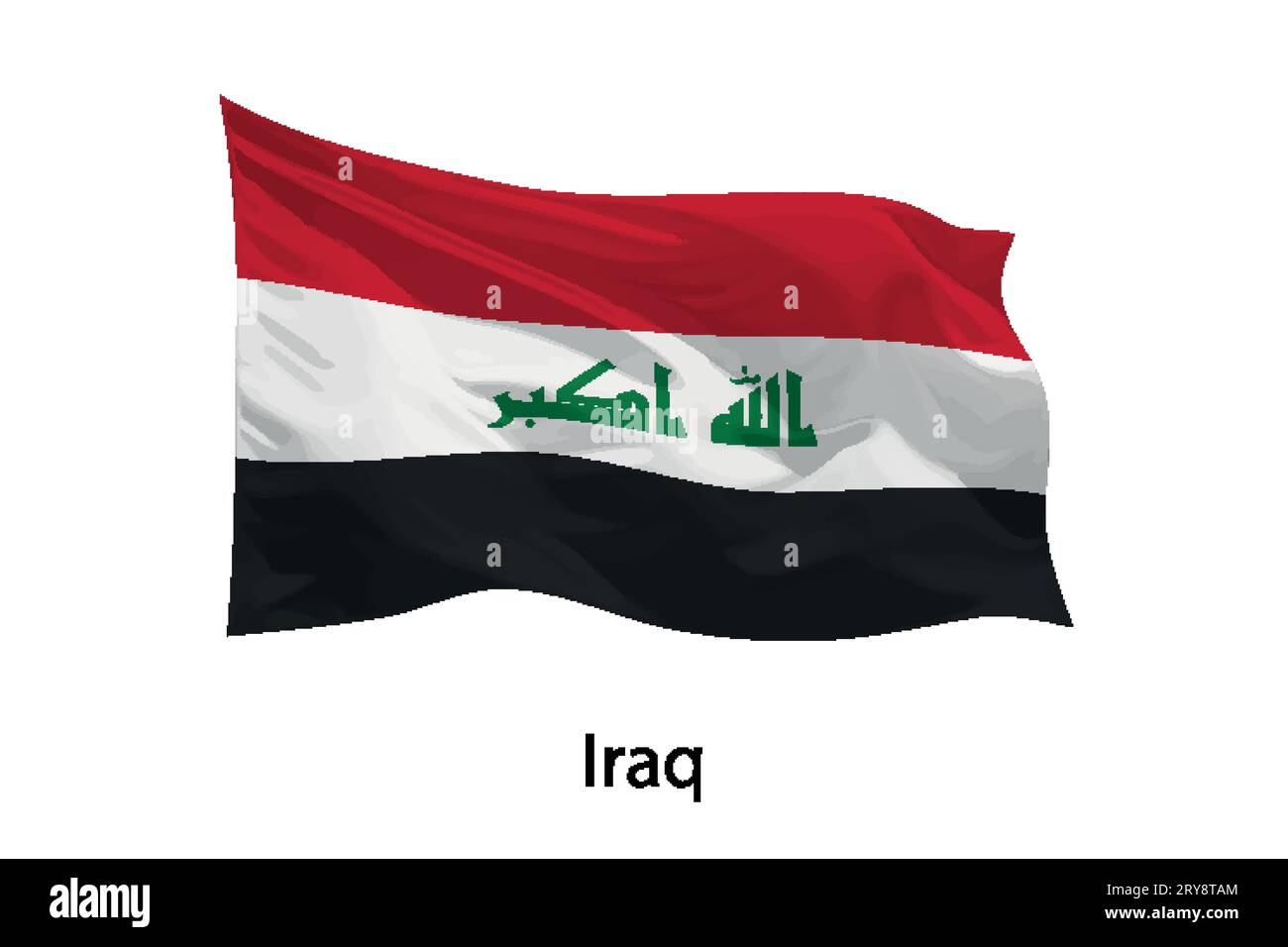 3d realistic Waving flag of Iraq Isolated. Template for poster design ...