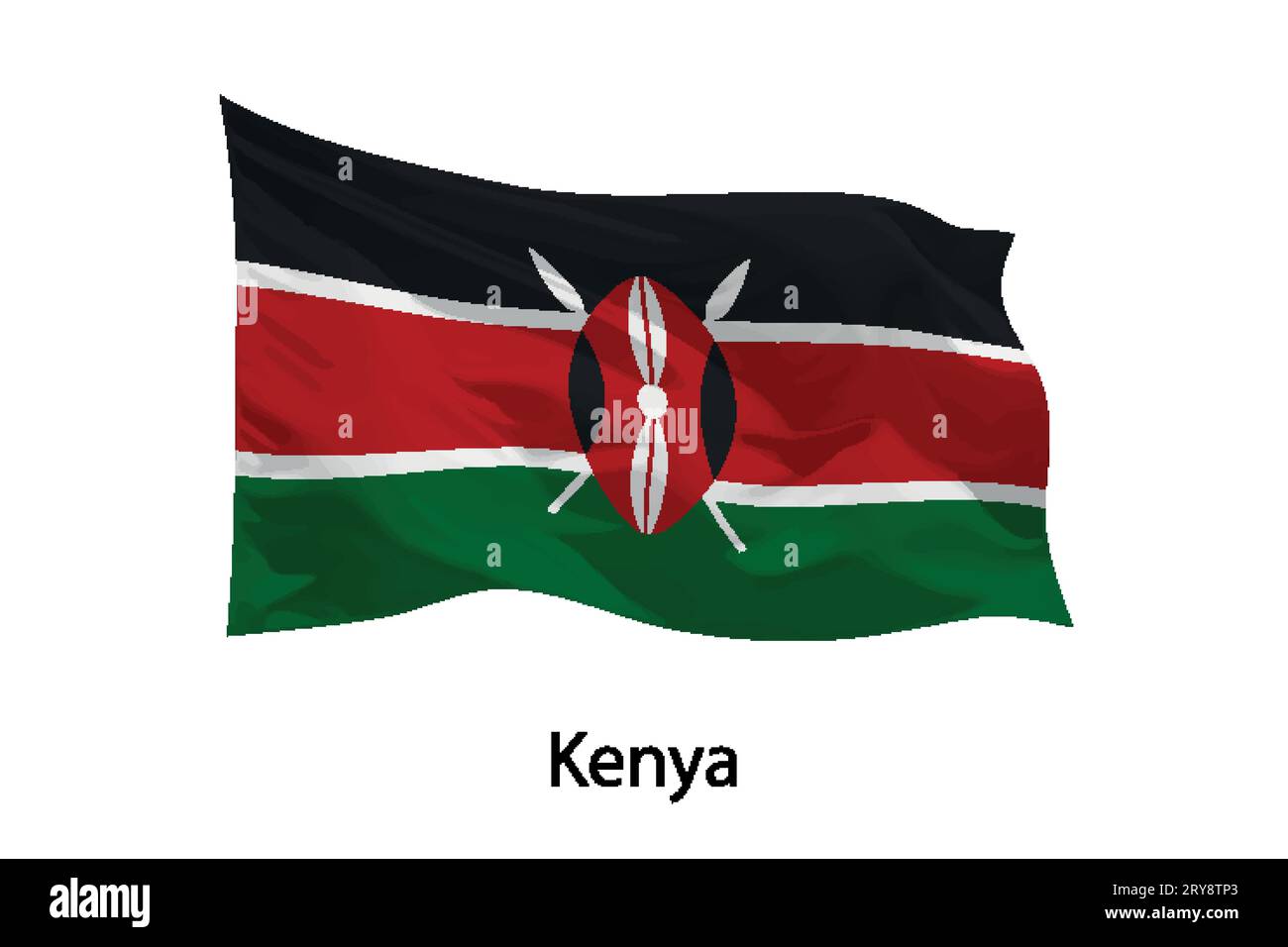 3d realistic Waving flag of Kenya Isolated. Template for poster design ...