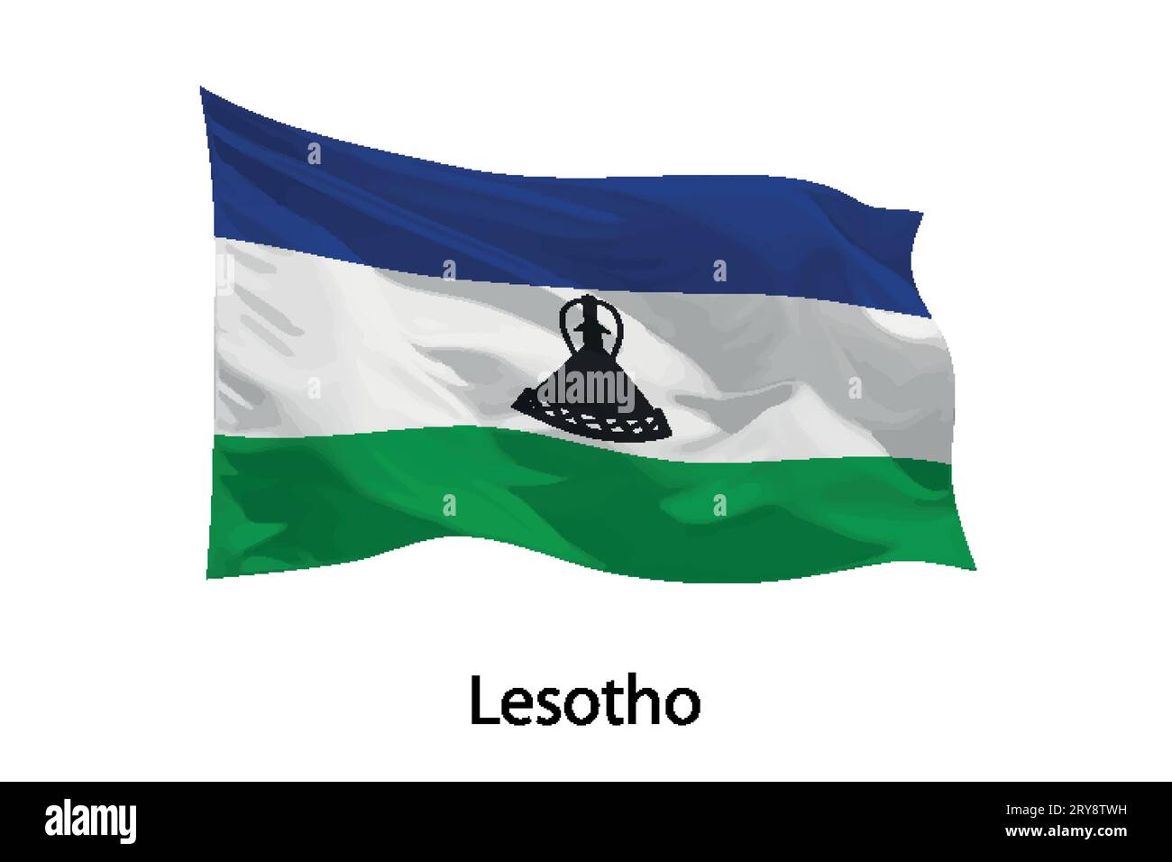 3d realistic Waving flag of Lesotho Isolated. Template for poster ...