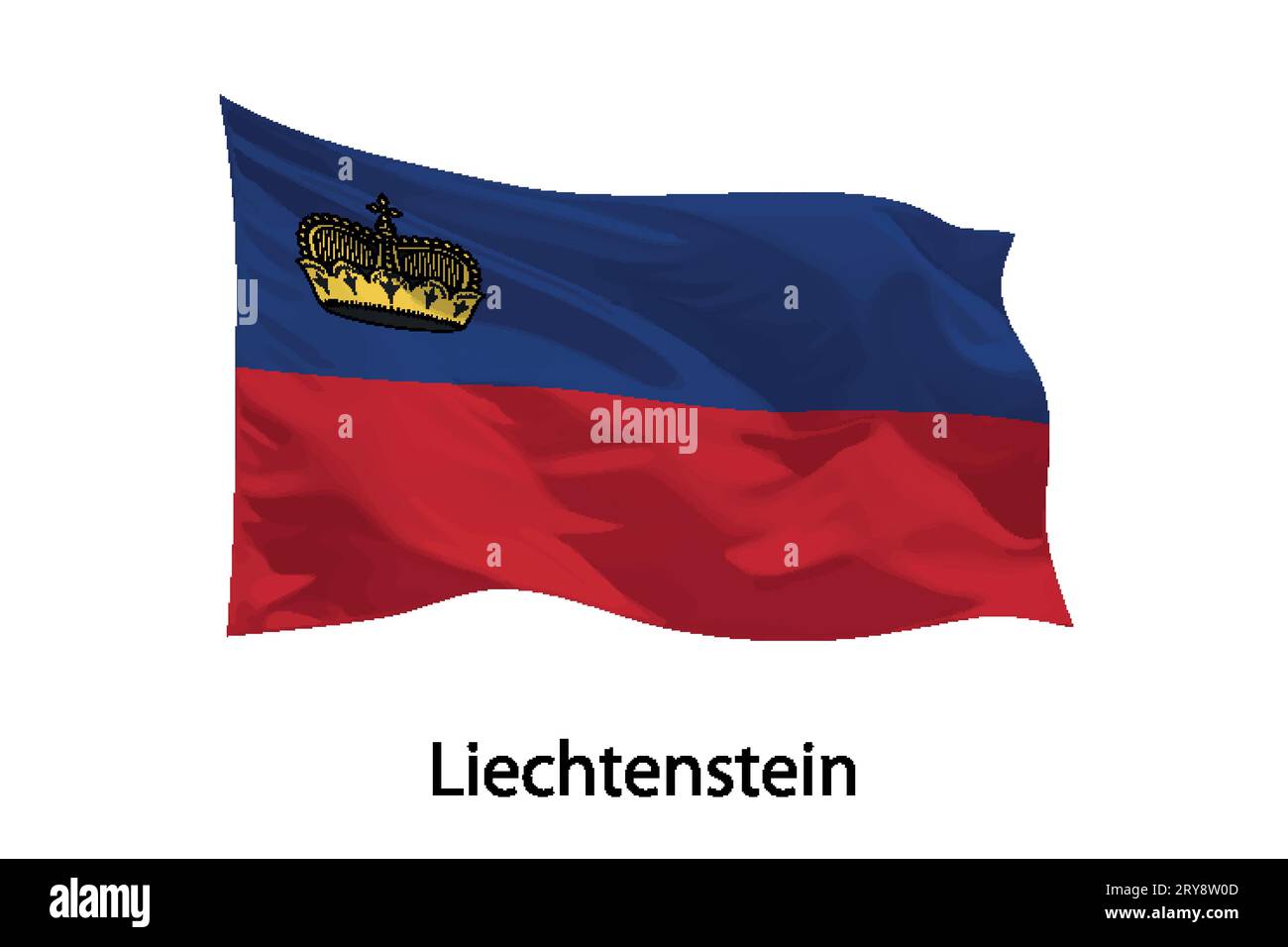 3d realistic Waving flag of Liechtenstein Isolated. Template for ...