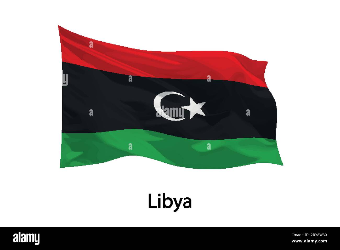3d realistic Waving flag of Libya Isolated. Template for poster design ...