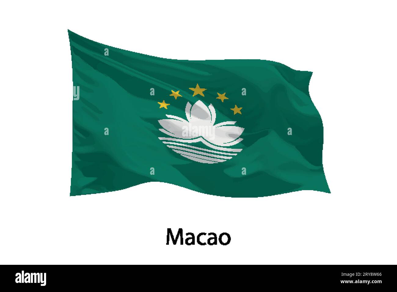 3d realistic Waving flag of Macao Isolated. Template for poster design ...